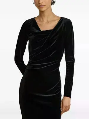 Ralph Lauren Draped Velvet Midi Dress