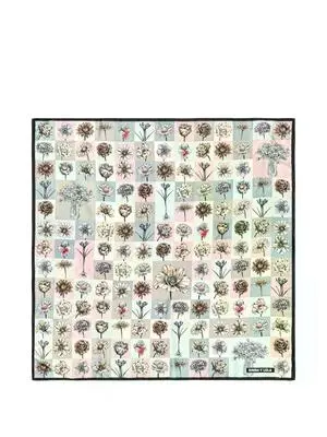 Bimba Y Lola Gray Botanical Mosaic Composition Scarf