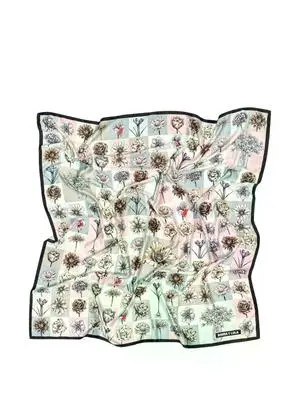 Bimba Y Lola Gray Botanical Mosaic Composition Scarf