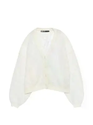 Bimba Y Lola Ivory Mohair Openwork Cardigan