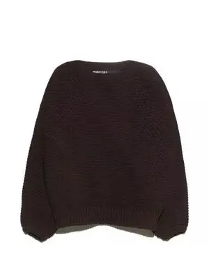 Bimba Y Lola Dark Chocolate Boat-neck Sweater With Volume - Brown