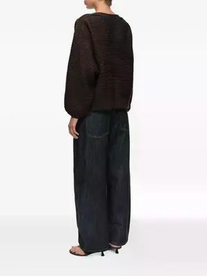 Bimba Y Lola Dark Chocolate Boat-neck Sweater With Volume - Brown