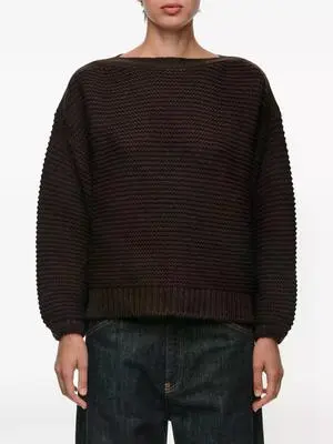 Bimba Y Lola Dark Chocolate Boat-neck Sweater With Volume - Brown