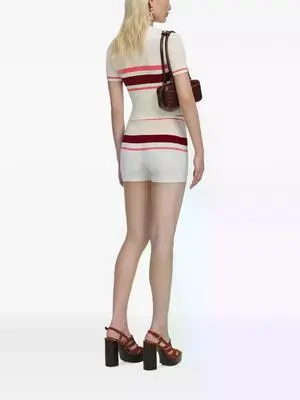 SELF-PORTRAIT Striped Ribbed-knit Shorts