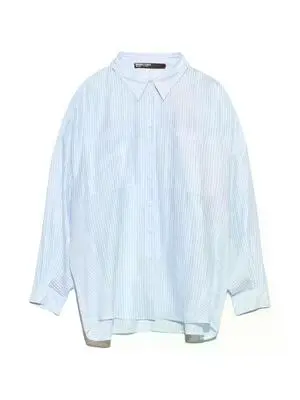 Bimba Y Lola Light Oversize Shirt With Mini Rivets And Stripes - Blue