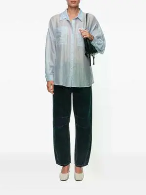 Bimba Y Lola Light Oversize Shirt With Mini Rivets And Stripes