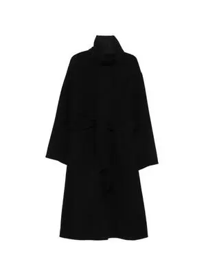 AIN AMOR Belted High-neck Coat - Black