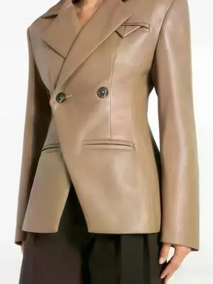 Manière De Voir Beatrice Leather Double-breasted Hourglass Blazer