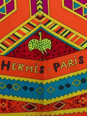 Hermès 1980-2000 Ors Bleus D Afrique Silk Scarf 90 Scarves - Orange