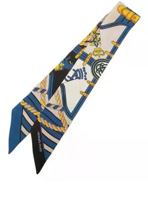 Hermès 1990-2010 Grande Tenue Silk Twilly Scarf Scarves - Blue