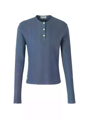 CARRER Lis Henley Waffle-knit T-shirt - Blue