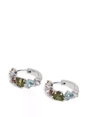 Bimba Y Lola Medium Crystals Heart Hoop Earrings