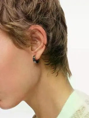 Bimba Y Lola Medium Crystals Heart Hoop Earrings