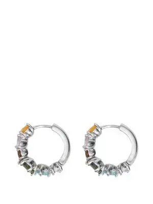Bimba Y Lola Medium Crystals Heart Hoop Earrings