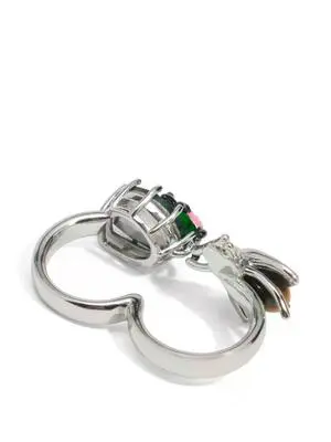 Bimba Y Lola Double Ring With Crystals And Bee