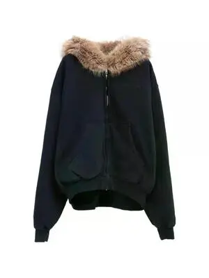 Acne Studios Sweater With Faux-fur Hood - Blue