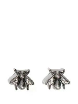 Bimba Y Lola Bee Earrings In Aged With Crystals - Silver