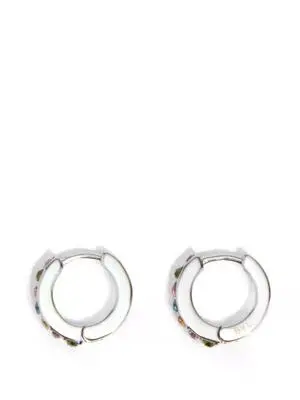 Bimba Y Lola Mini Hoop Earrings With Multicolor Crystals - Silver