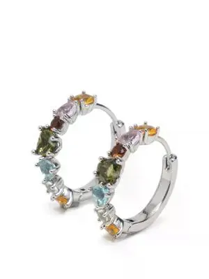 Bimba Y Lola Small Crystals Heart Hoop Earrings