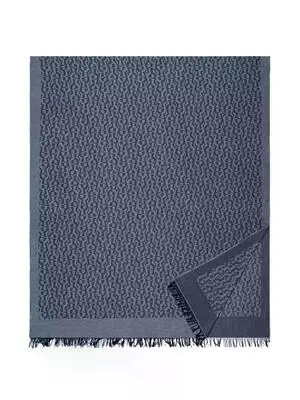 AIGNER Monogram Fringed Scarf - Blue