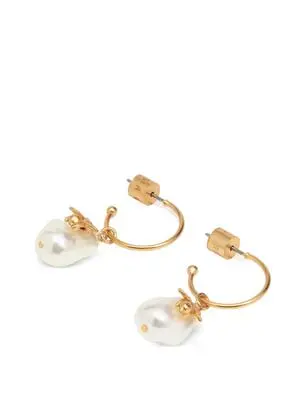 Bimba Y Lola Medium Bee And Pearl Hoop Earrings