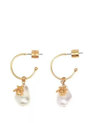 Bimba Y Lola Medium Bee And Pearl Hoop Earrings
