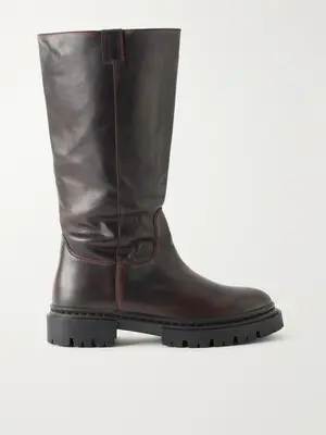 Staud Emmett Leather Knee Boots - Brown