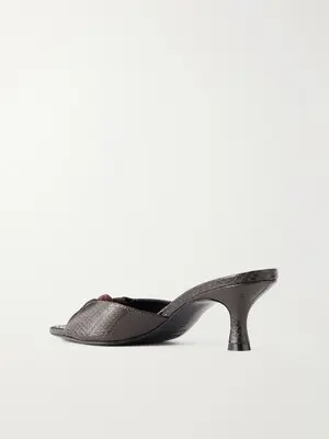 Staud Brynn 70 Snake-effect Leather Mules