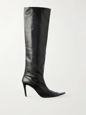 Khaite Marlene 85 Leather Knee Boots - Black