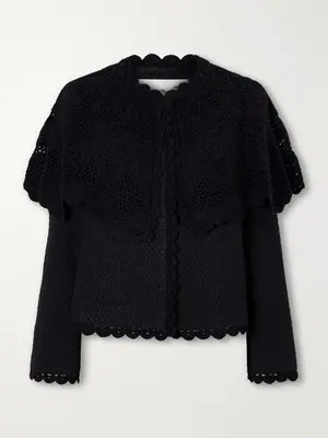 Sea Wright Cape-detailed Crochet-trimmed Bouclé Jacket