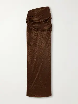 Alex Perry Draped Leopard-print Mesh Maxi Skirt