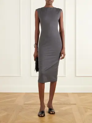 Jacquemus La Robe Alba Ruched-detail Drill Midi Dress