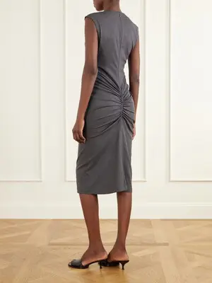 Jacquemus La Robe Alba Ruched-detail Drill Midi Dress
