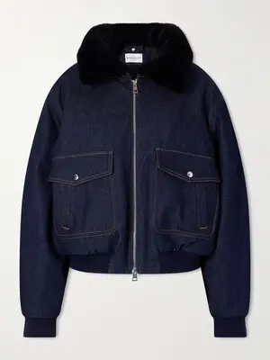 Givenchy Denim Shearling-trimmed Blouson Jacket - Blue