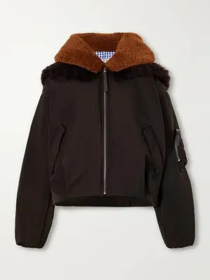 Loewe Shearling-trimmed Shell Bomber Jacket