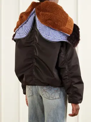 Loewe Shearling-trimmed Shell Bomber Jacket