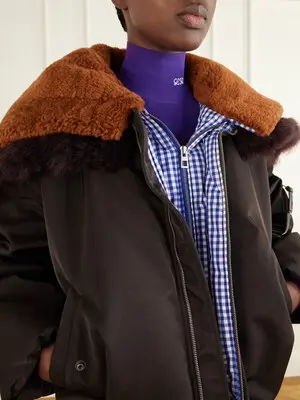 Loewe Shearling-trimmed Shell Bomber Jacket