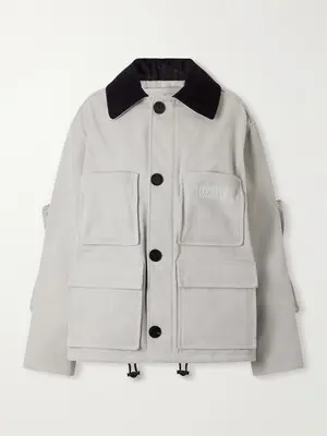 Loewe Leather-trimmed Cotton Jacket - Gray