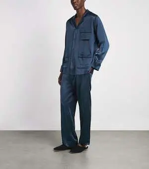 Olivia Von Halle Silk Twill Geometric Laurent Pyjama Set