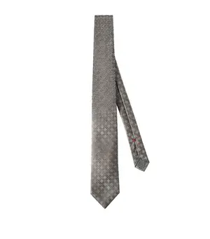 Brunello Cucinelli Silk Geometric Jacquard Tie - Beige