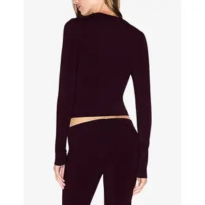 SKIMS Long-sleeve Cotton-jersey T-shirt - Currant