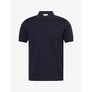ARNE Ribbed-trim Cotton Polo Shirt - Navy