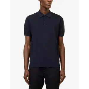 ARNE Ribbed-trim Cotton Polo Shirt - Navy