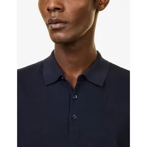 ARNE Ribbed-trim Cotton Polo Shirt - Navy