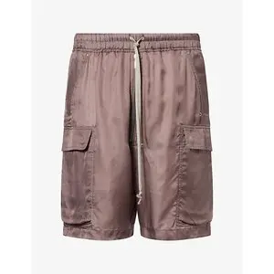 Rick Owens Cargobela Patch-pocket Satin Shorts - Grape