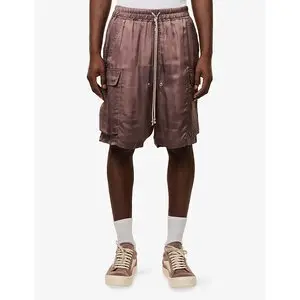 Rick Owens Cargobela Patch-pocket Satin Shorts - Grape