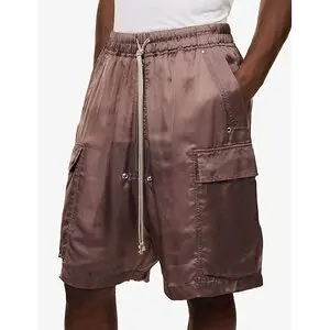 Rick Owens Cargobela Patch-pocket Satin Shorts - Grape