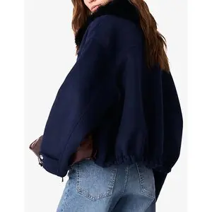 Maje Double-faced Contrast-collar Wool-blend Coat