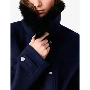 Maje Double-faced Contrast-collar Wool-blend Coat