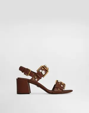 Dolce & Gabbana Cowhide Keira Sandals With Embellishets Sandals And Wedges - Multicolor